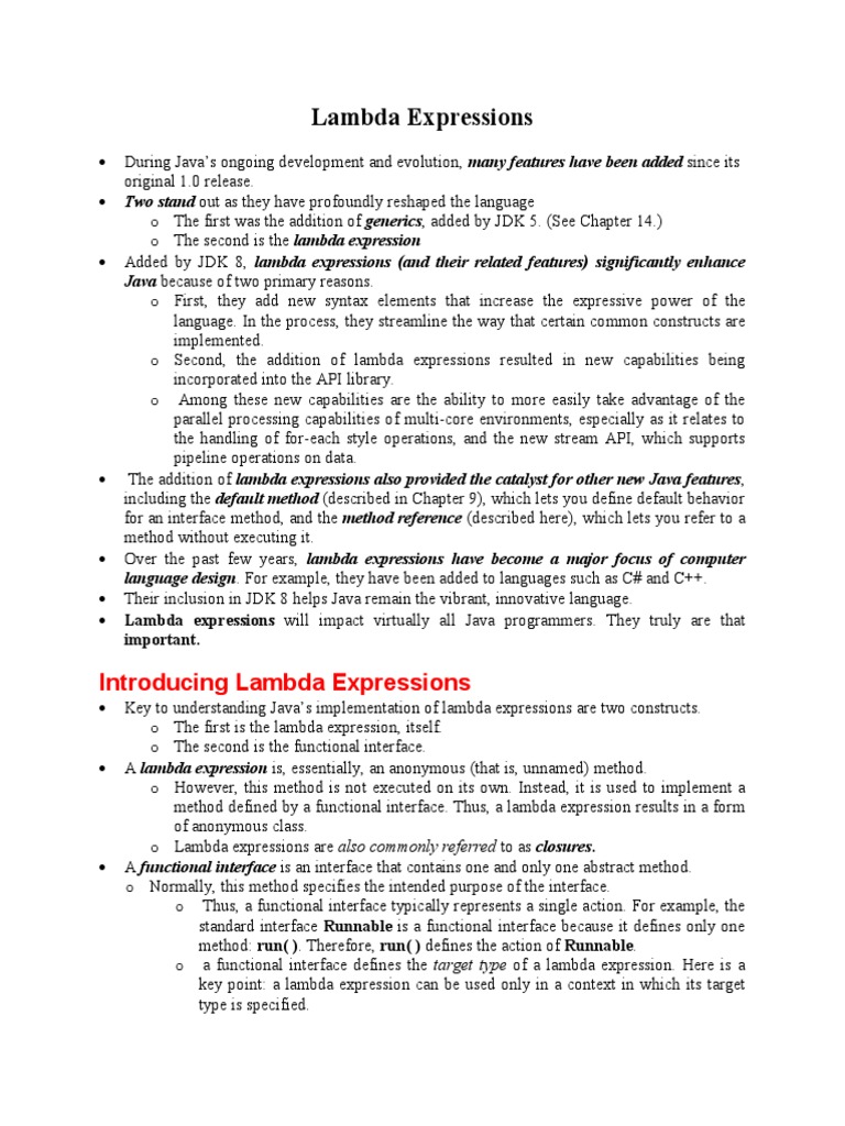 Lambda Expressions | Download Free PDF | Anonymous Function | Method ...