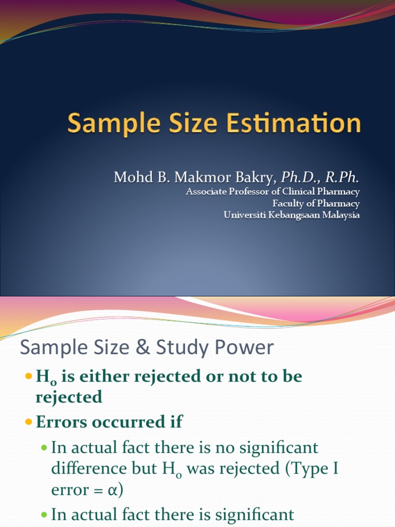 Sample Size 2 | PDF | Sample Size Determination | Type I And Type Ii Errors