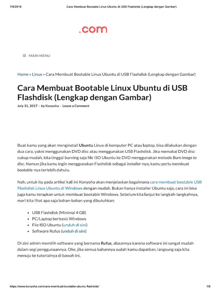 Cara Membuat Bootable Linux Ubuntu Di USB Flashdisk (Lengkap Dengan ...