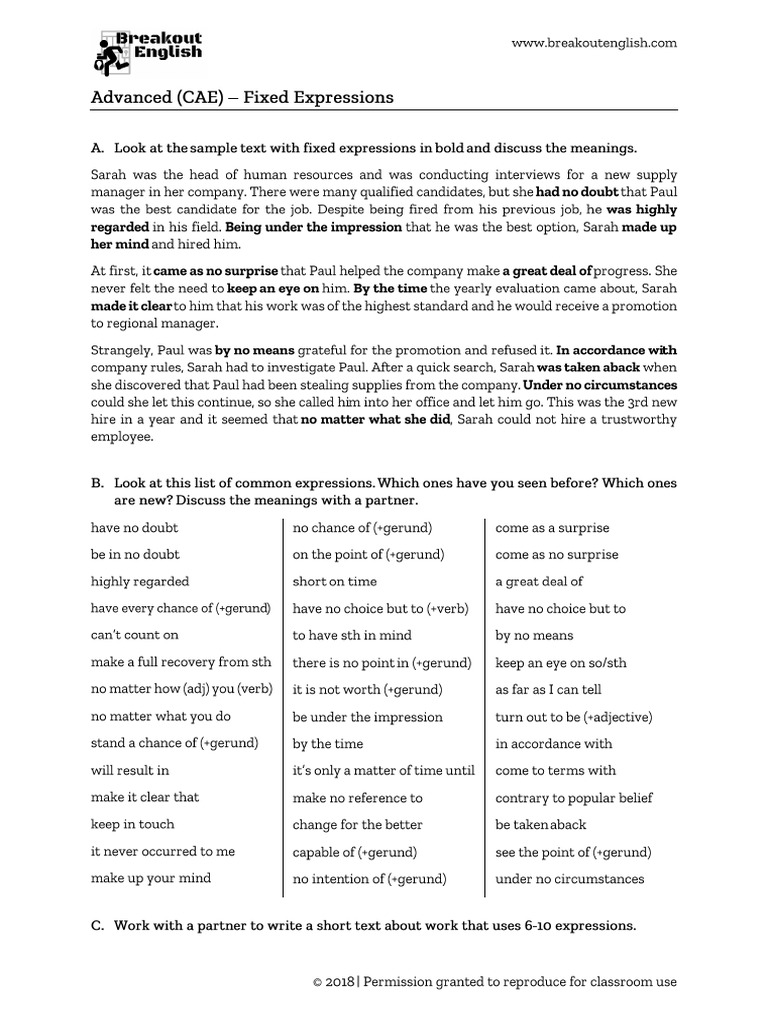 Advanced CAE Fixed Expressions | PDF