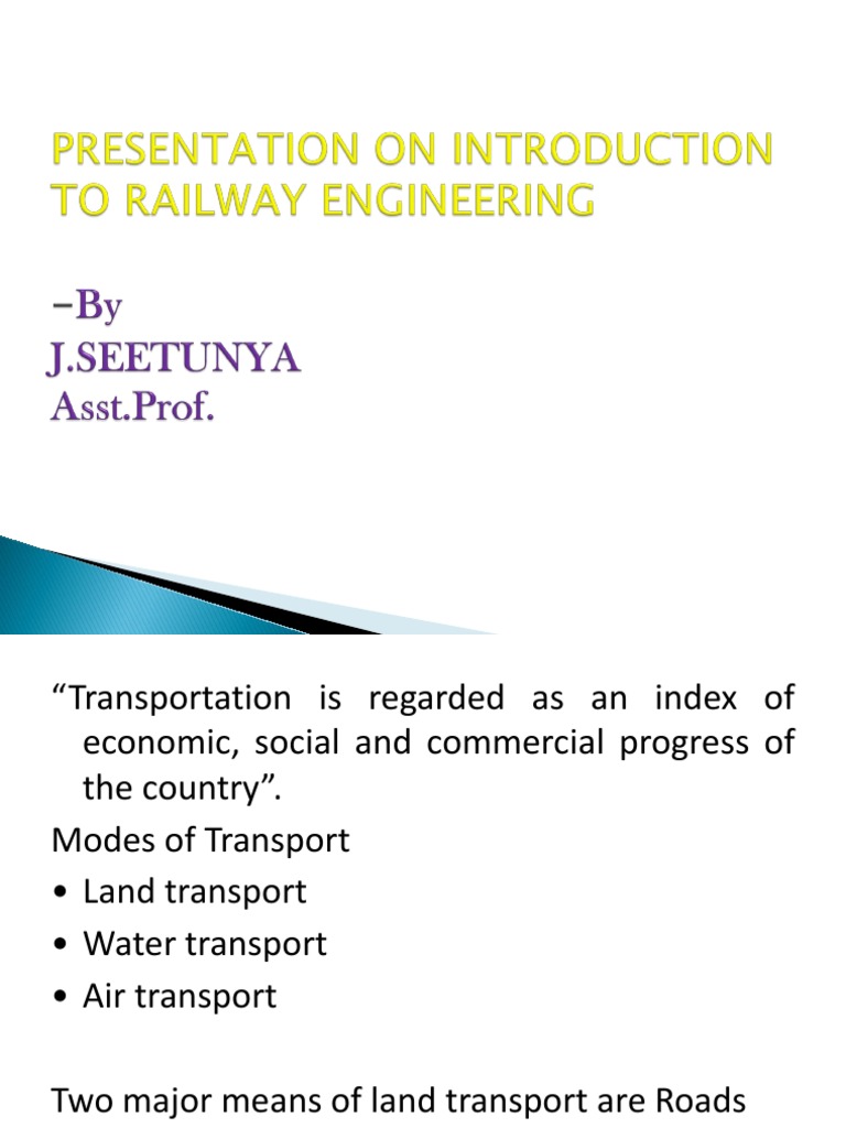 Basic Introduction and Geometric Design of Railways | PDF | Track (Rail ...