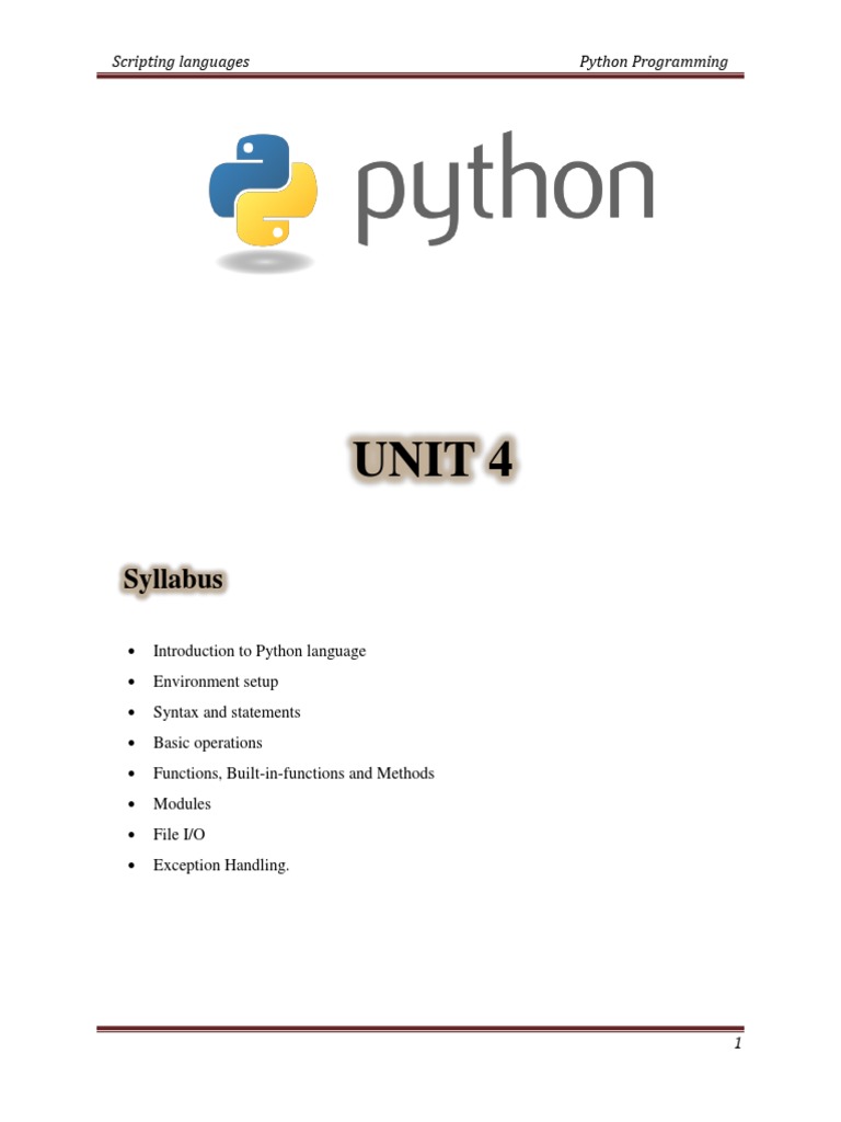Python - UNIT 4 PDF | PDF | Python (Programming Language) | Reserved Word Python - UNIT 4 PDF | PDF | Python (Programming Language) | Reserved Word