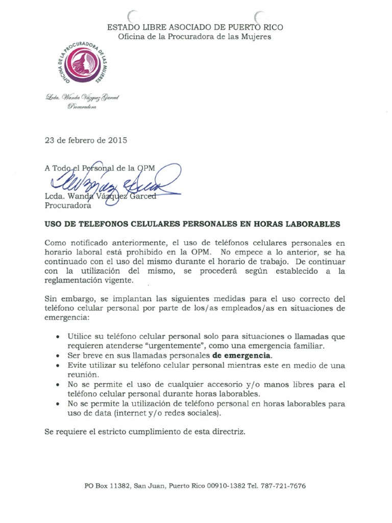 Politica Uso Celular | PDF