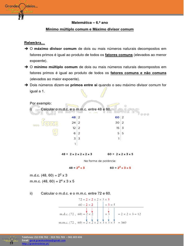 MAT6 T1 03 MMC e MDC PDF | PDF | Fração (Matemática) | Aritmética