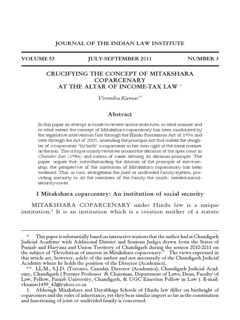 011 - Curcifying The Concept of Mitakshara Coparcenary at The Altar of ...