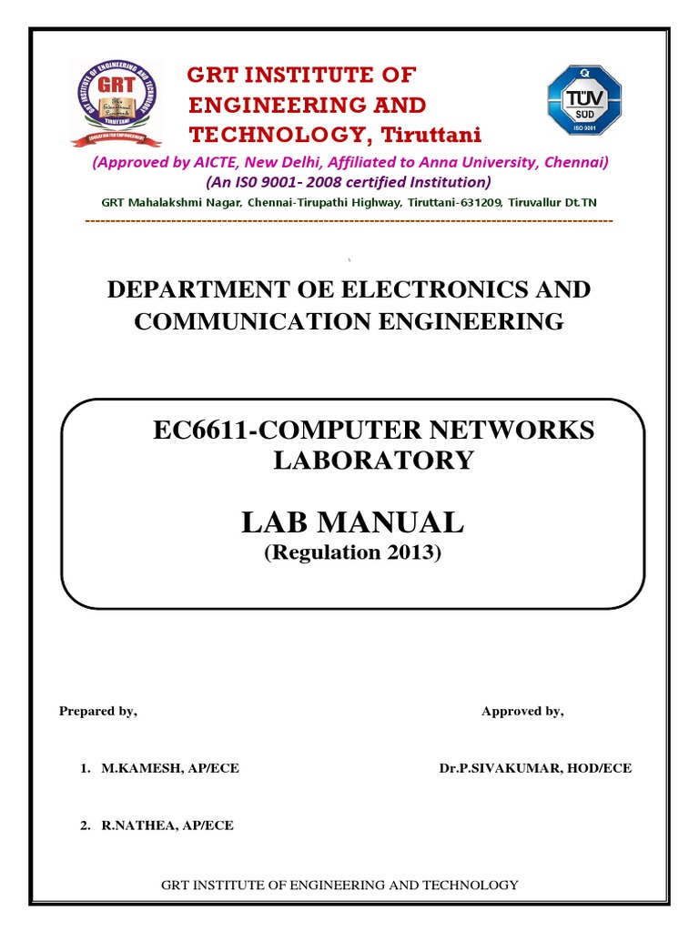 Computer Networks Lab Manual | PDF | Transmission Control Protocol ...