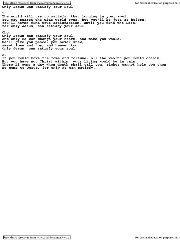 Only Jesus Can Satisfy Your Soul PDF | PDF