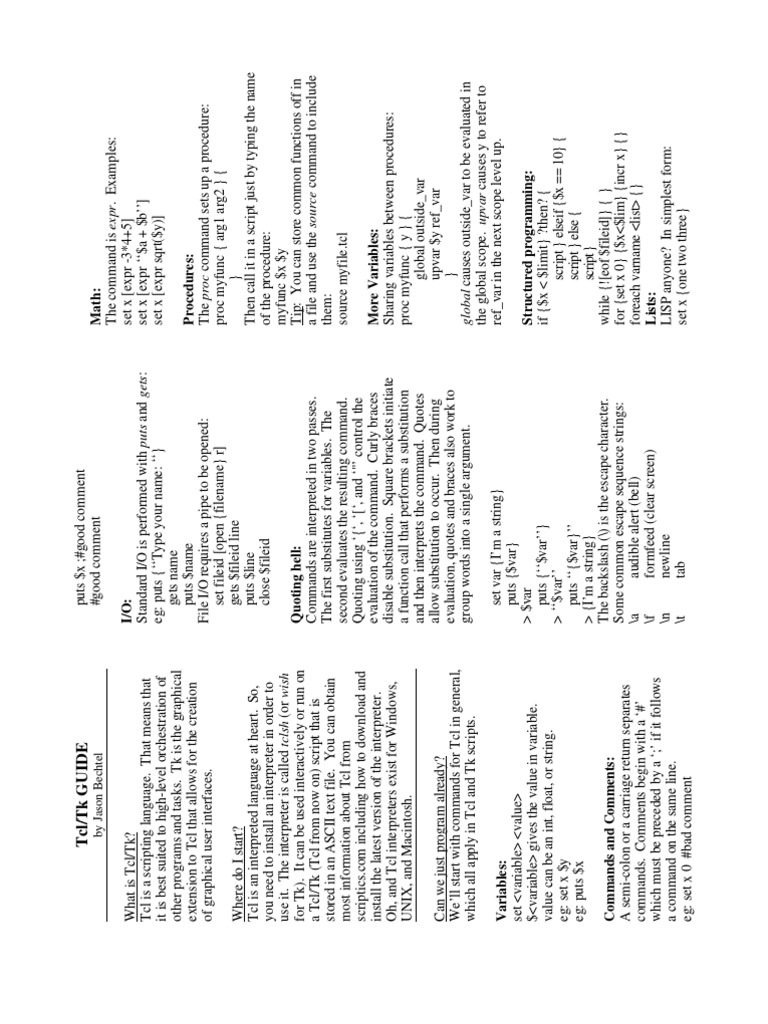 TCL Guide | PDF | Array Data Type | String (Computer Science)
