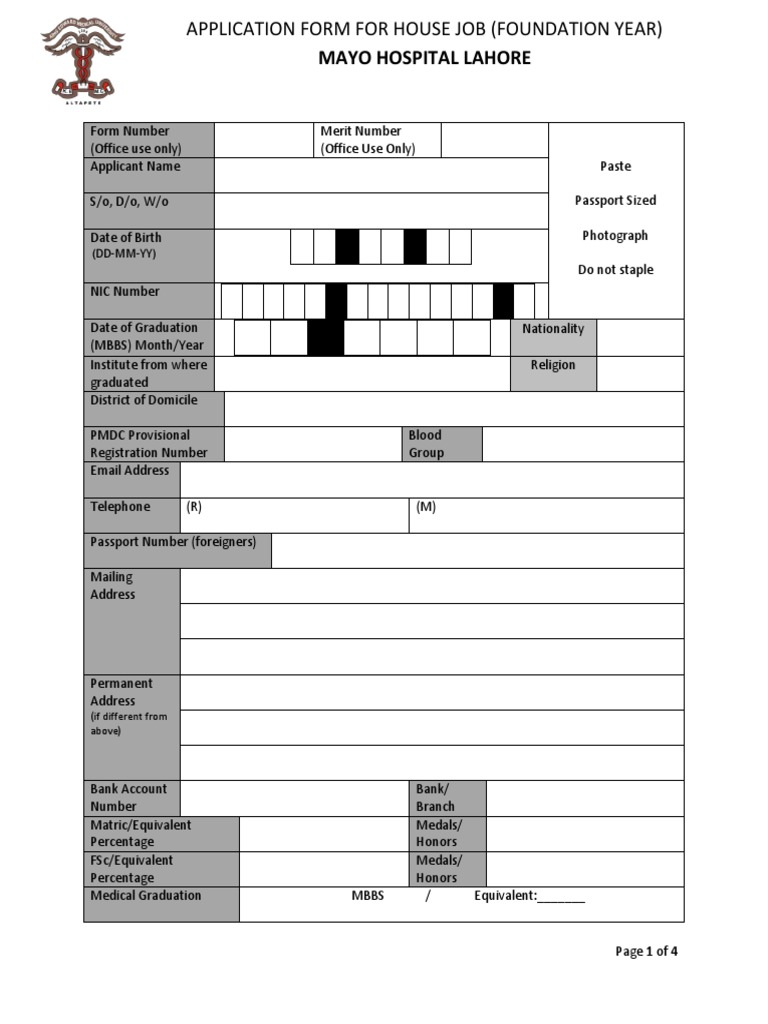 Application Form House Job | PDF | Health Care | Government