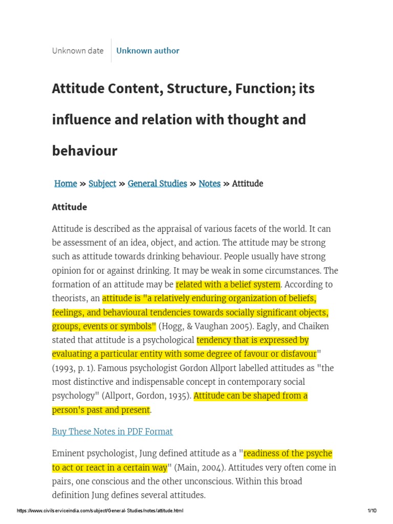 Understanding Attitude Structure and Function | PDF | Attitude ...