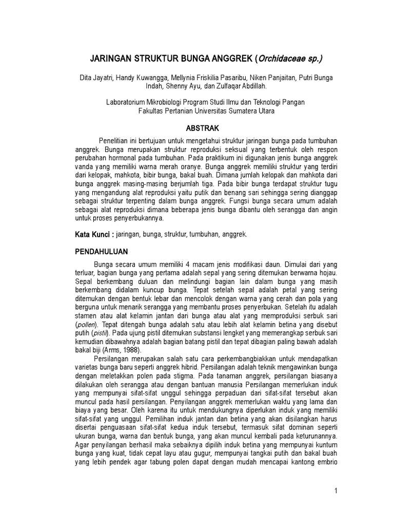 Jurnal Jaringan Struktur Bunga Anggrek | PDF