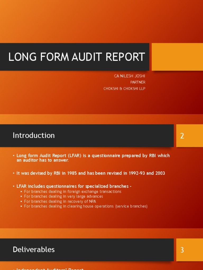 Long Form Audit Report Guide | PDF | Deposit Account | Reserve Bank Of ...