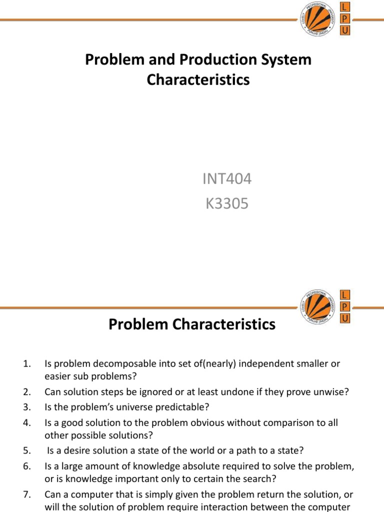 Problem and Production System Characteristics | PDF | Teaching ...