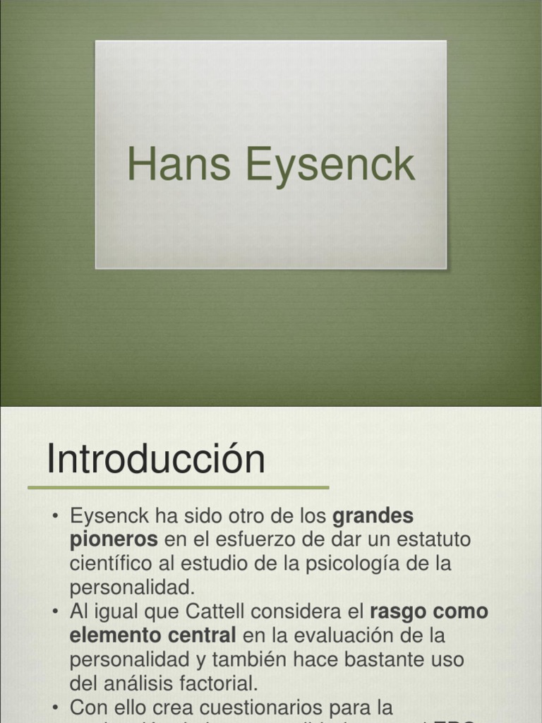Hans Eysenck Personalidad | PDF | Neurociencia | Ciencia cognitiva
