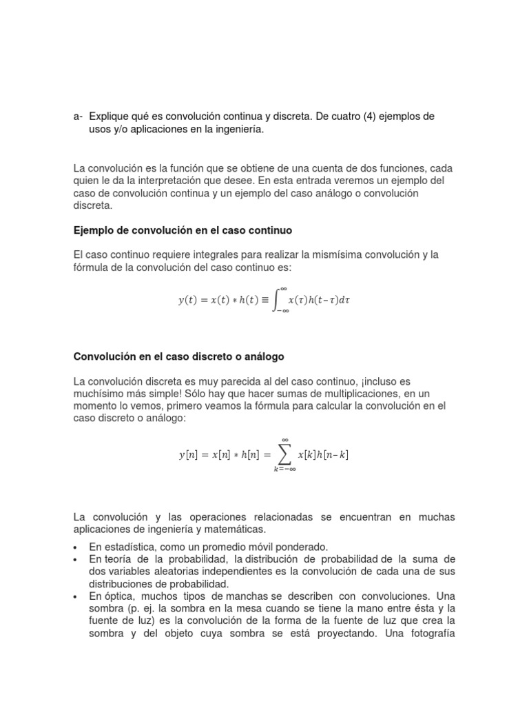 Explique Qué Es Convolución Continua y Discreta | PDF | Transformada de ...