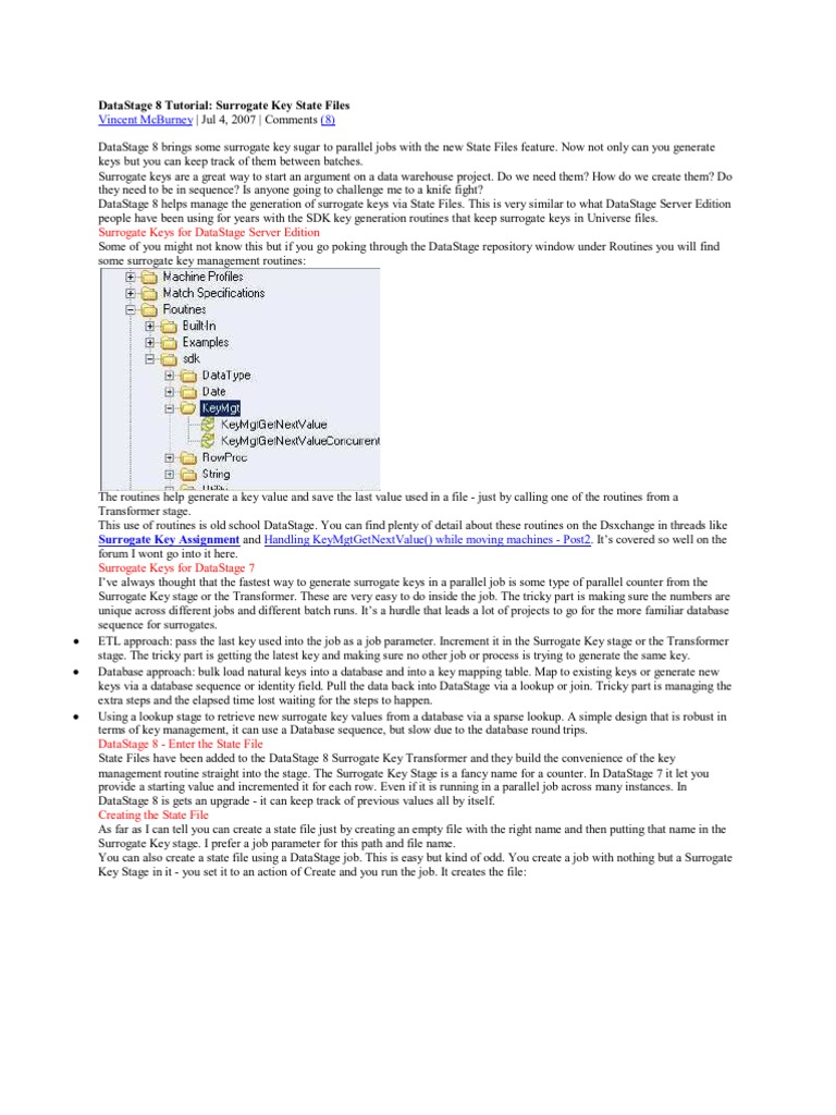 Vincent Mcburney (8) : Surrogate Keys For Datastage Server Edition | PDF | Parameter (Computer ...