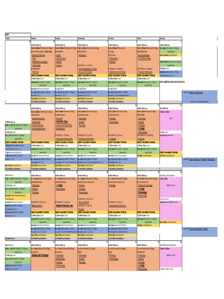 Step 1 Study Schedule - 4 | PDF | Medical Specialties | Clinical Medicine