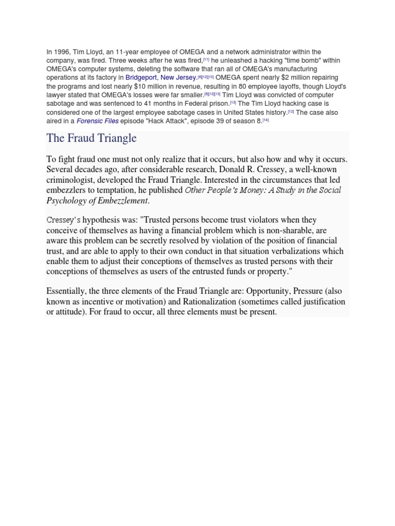 The Fraud Triangle: Psychology of Embezzlement | PDF | Fraud | Theft