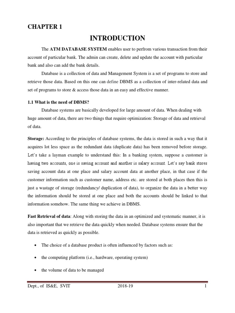 1.1 What Is The Need of DBMS?: Define | PDF | Automated Teller Machine ...