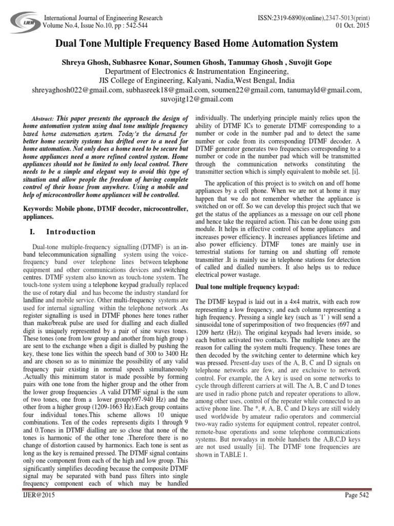 Dual Tone Multiple Frequency Based Home Automation PDF | PDF | Telephone | Power Supply