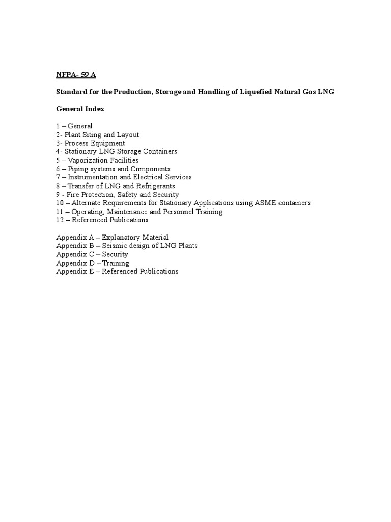 NFPA 59A: LNG Production and Safety Standards | PDF | Liquefied Natural ...