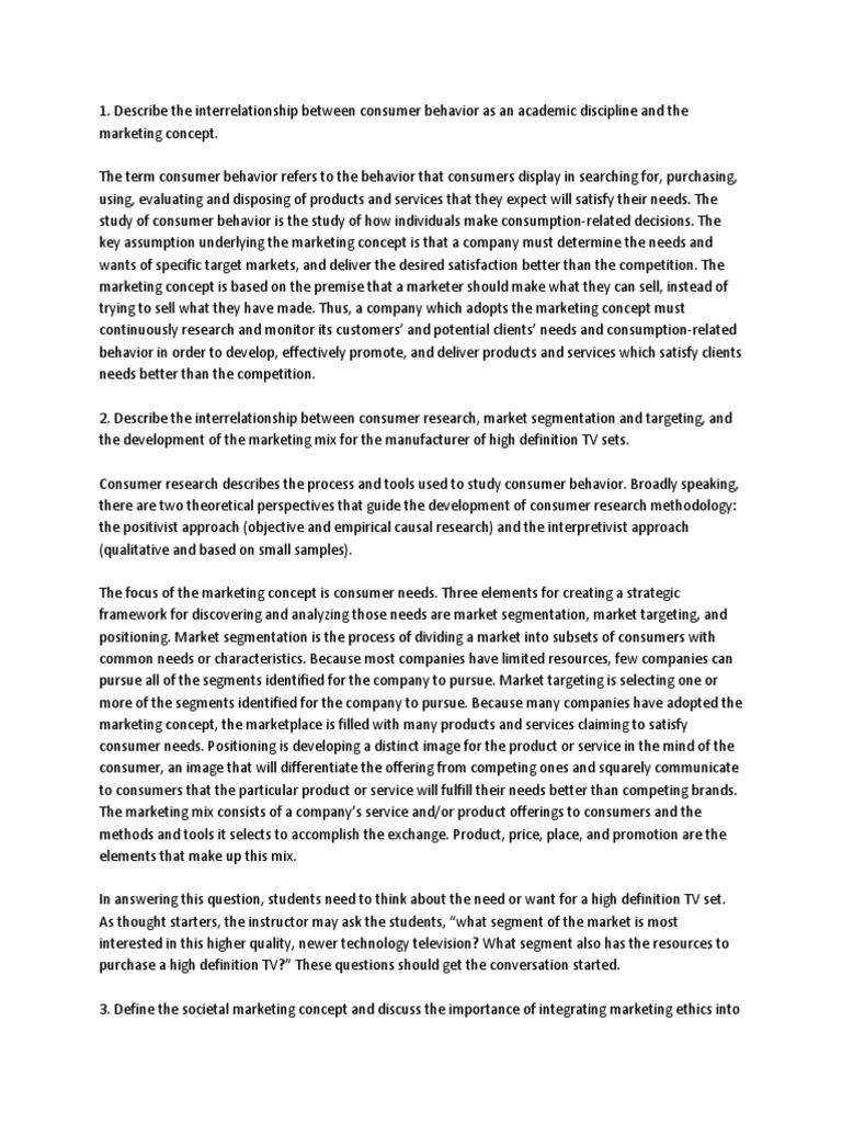 Review and Discussion Questions | PDF | Consumer Behaviour | Market ...