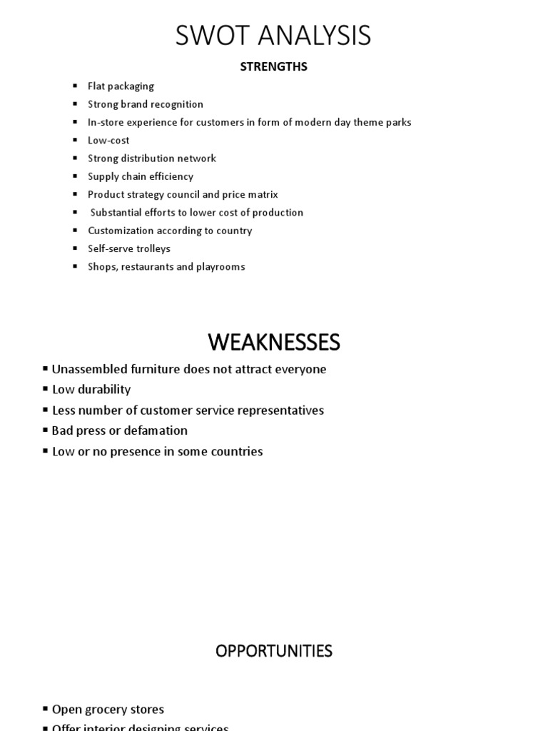 Swot Analysis - IKEA | PDF | Retail | E Commerce