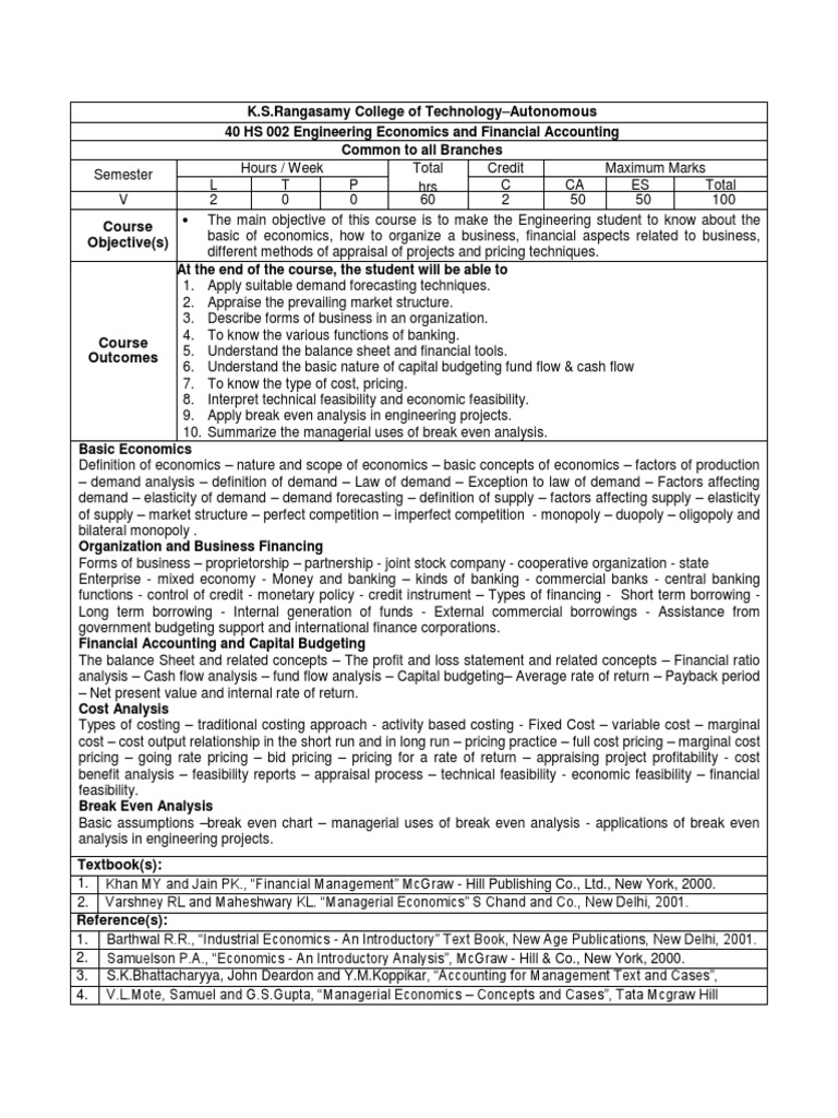 EEFA Syllabus-18.05.2018 | PDF | Economics | Demand