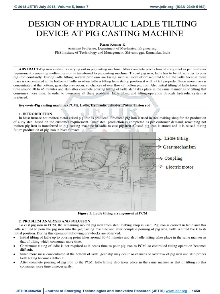 Design of Hydraulic Ladle Tilting Device at Pig Casting Machine | PDF ...