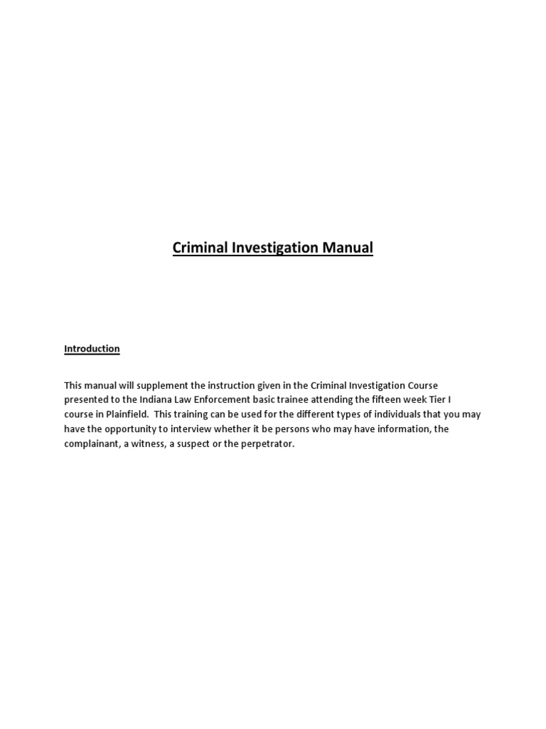 Criminal Investigation Manual | PDF | Hypnosis | Witness