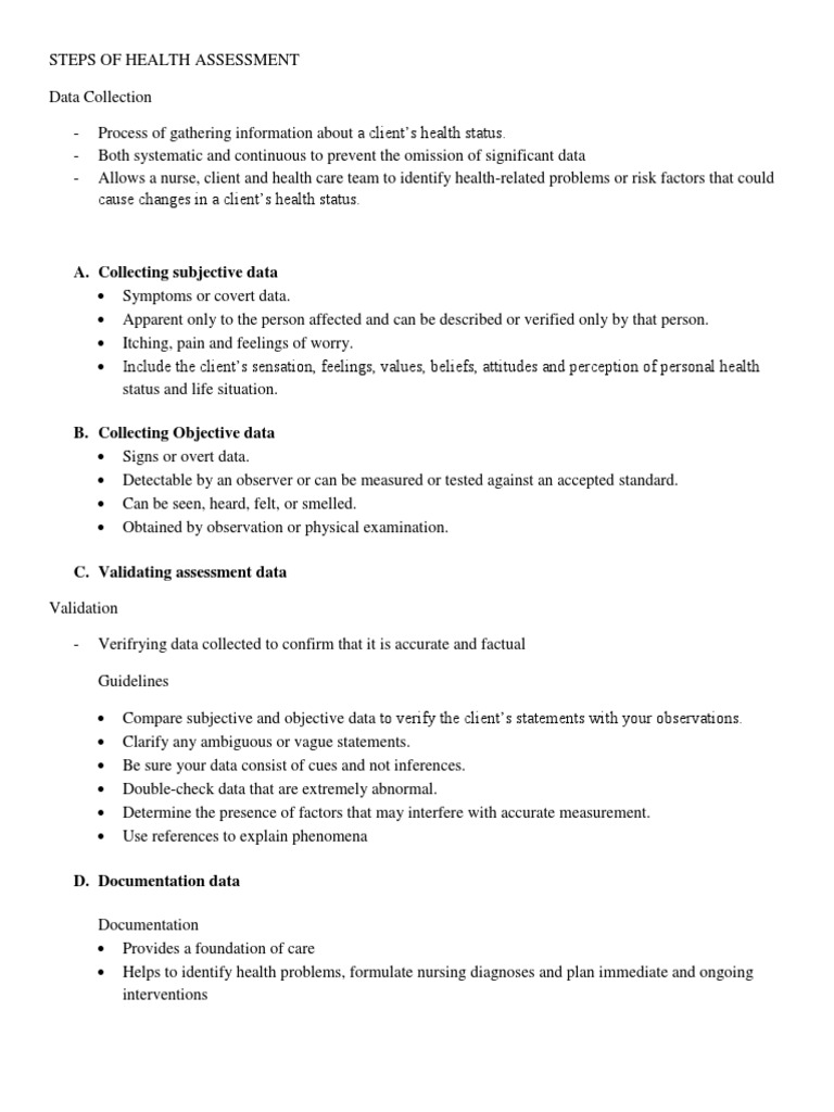 Health Assessment Data Collection Guide | PDF