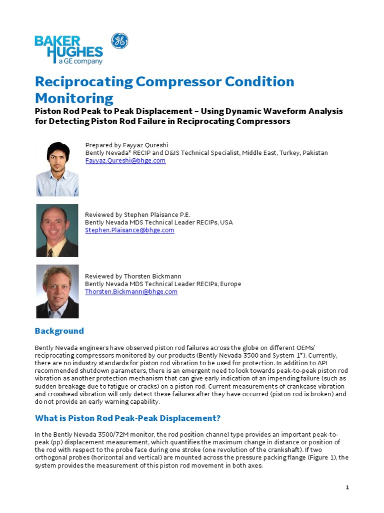 Reciprocating Compressor Condition Monitoring - GE | PDF | Piston | Internal Combustion Engine