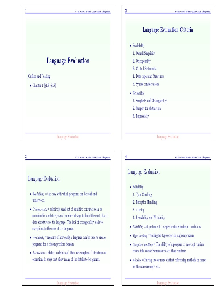 Programming Language Evaluation Criteria | PDF | Compiler | Source Code