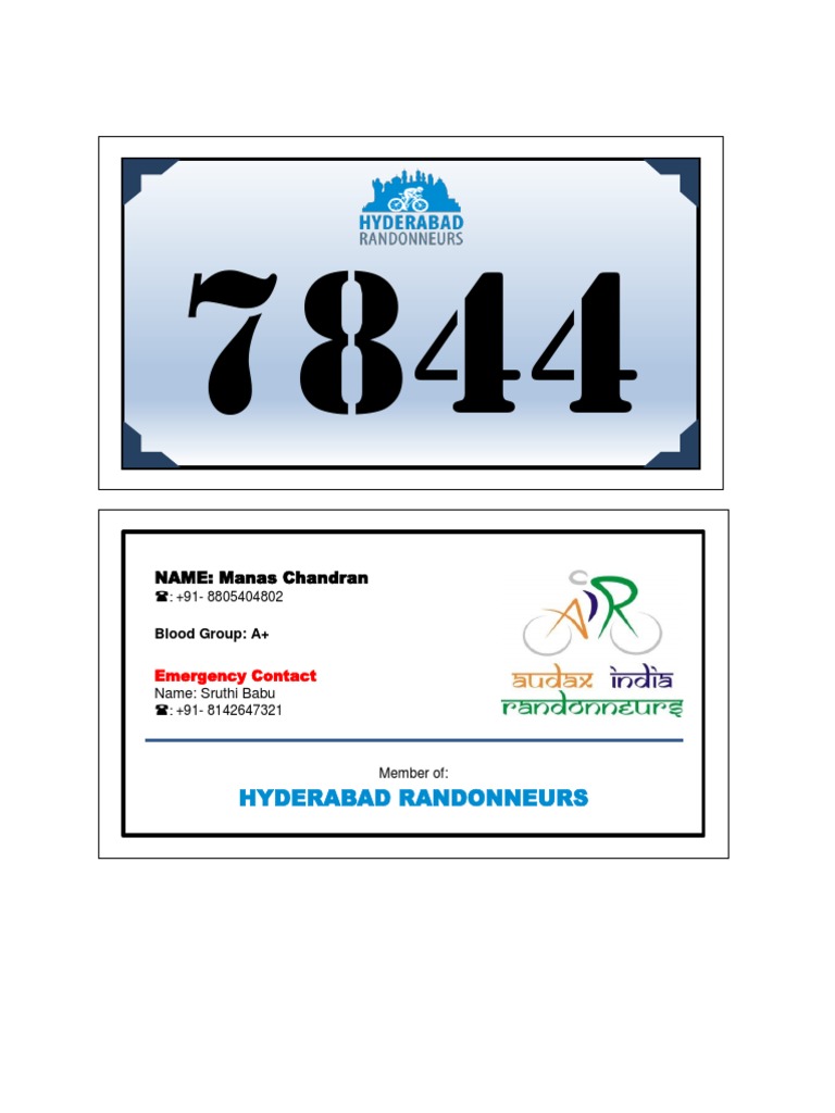 BIB Template - Brevet Card | PDF