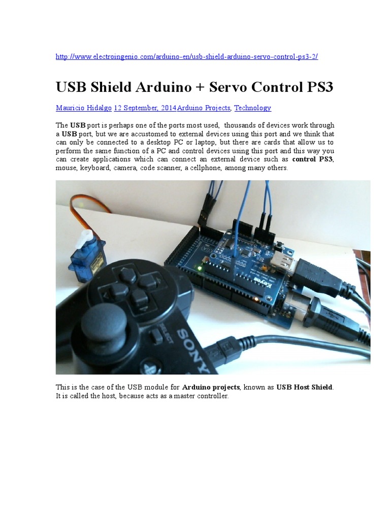 Controlling a Servo Motor with an Arduino and PS3 Controller Using a USB Host Shield | PDF ...