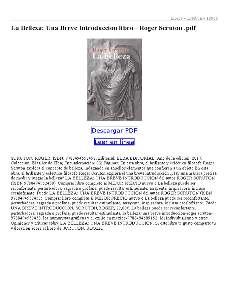 La Belleza: Introducción de Scruton | PDF