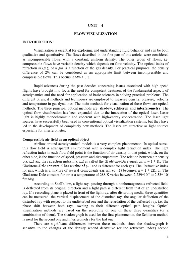 Unit - 4 Flow Visualization | PDF | Interferometry | Holography