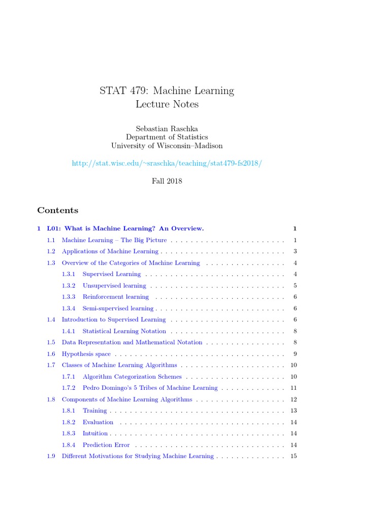 ML Overview Notes | PDF | Machine Learning | Support Vector Machine
