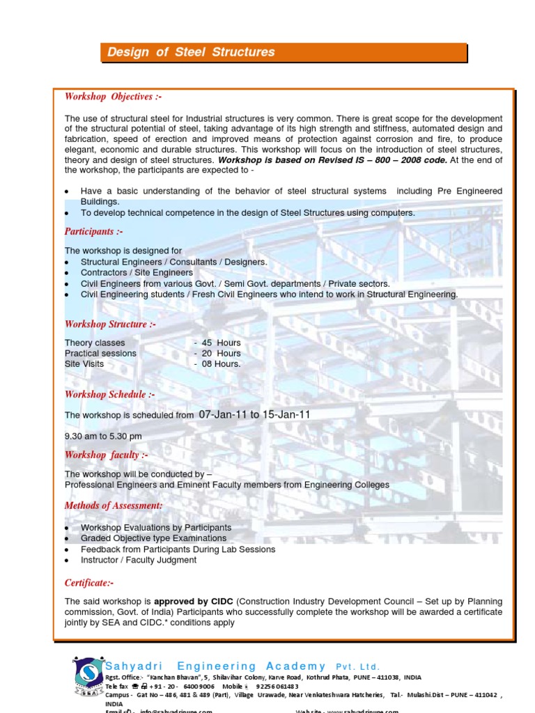 Workshop On Design of Steel Structures - Steel Structure Design | PDF ...