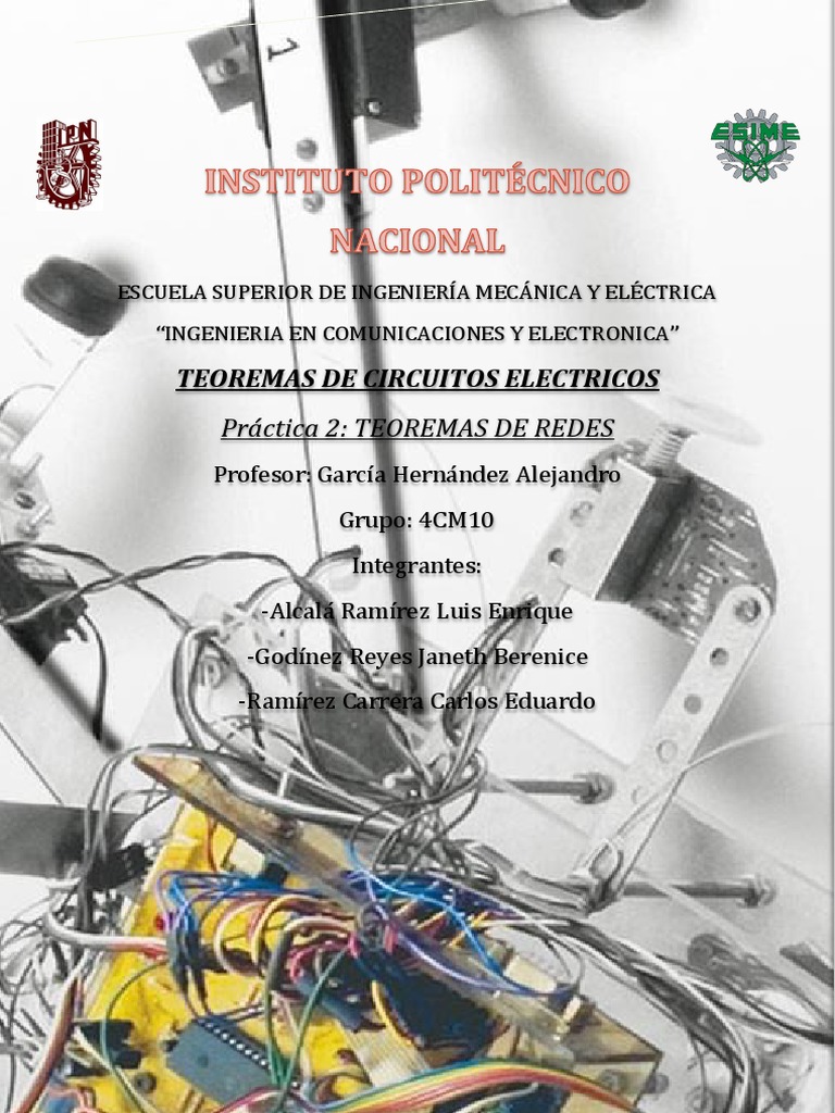 Practica 2 Teoremas de Redes | PDF | Corriente eléctrica | Resistencia Eléctrica y Conductancia