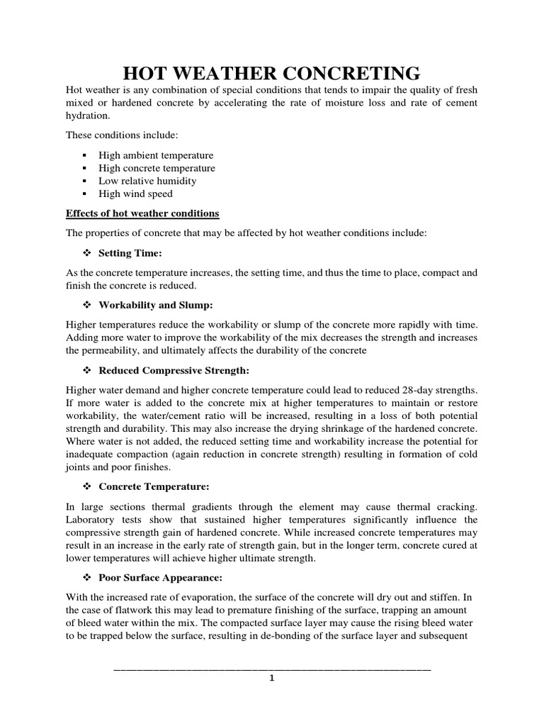 Hot Weather Concreting | PDF | Concrete | Building Engineering