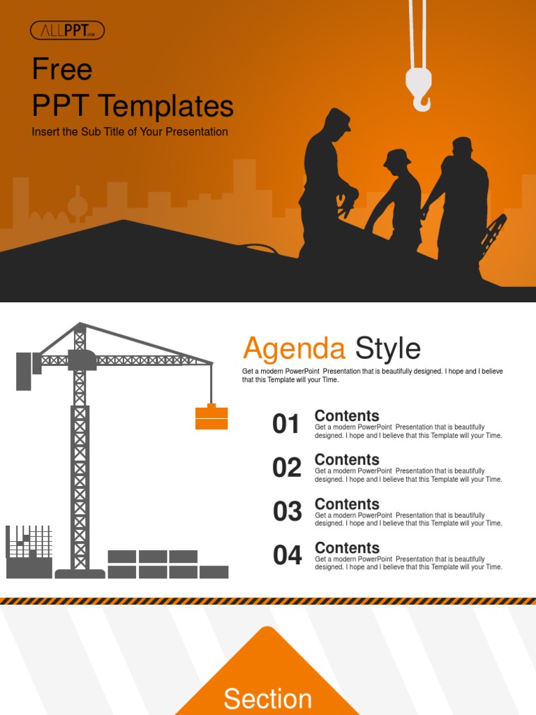 Silhouette of Construction Worker Industry PowerPoint Templates | PDF ...