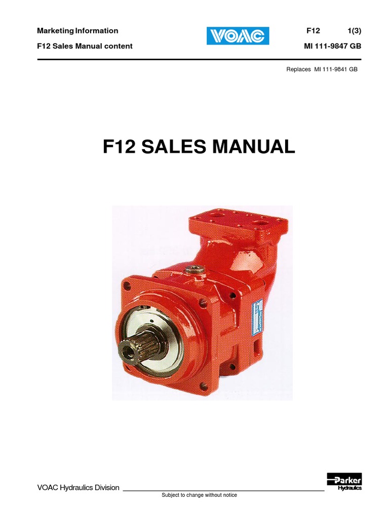 F12 Sales Manual Overview | PDF | Pump | Machines