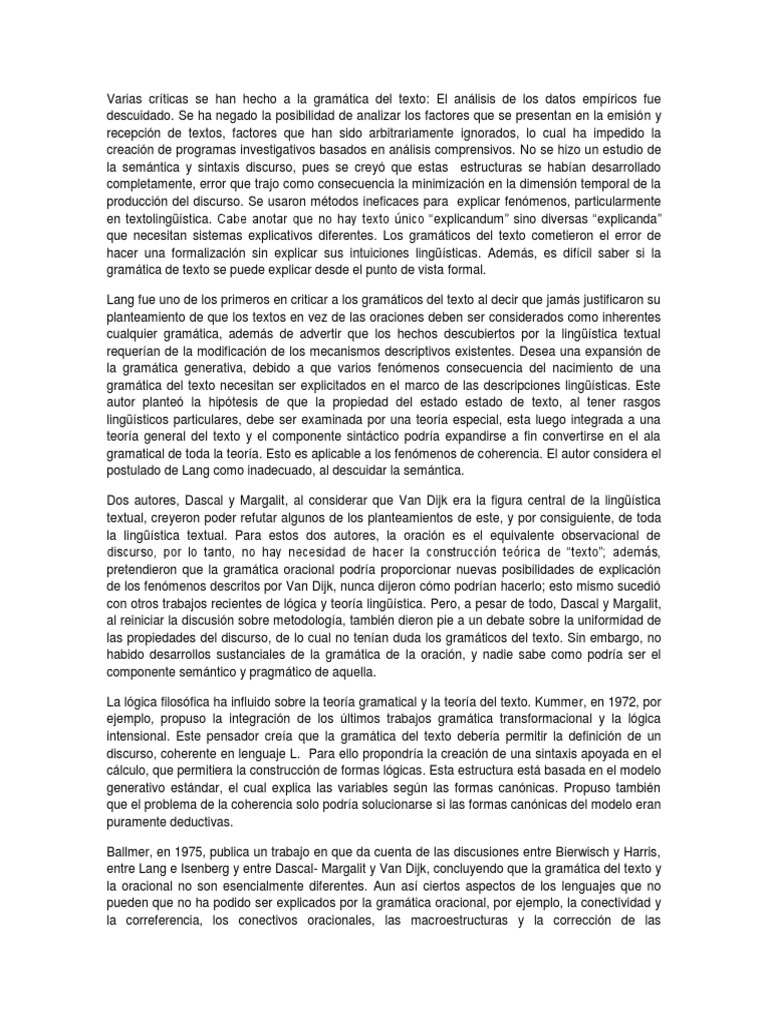 Antología de La Gramática Textual. Primera Parte | PDF | Sintaxis | Teoría