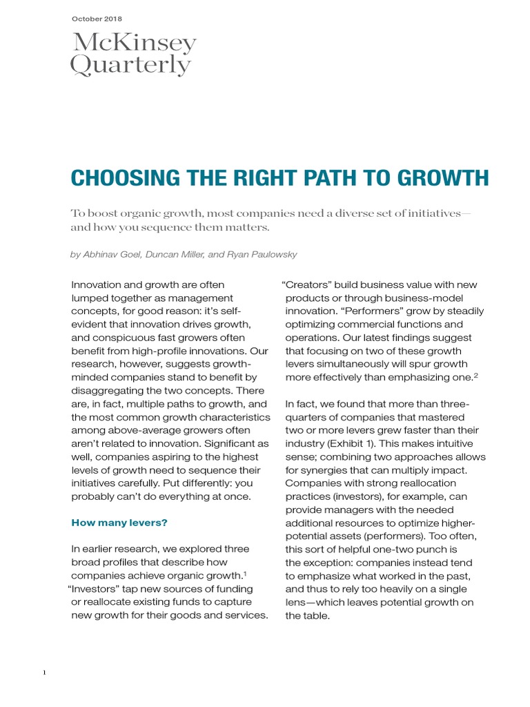 Choose The Right Path To Growth | PDF | Mc Kinsey & Company | Innovation