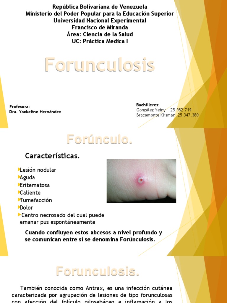 Forunculosis Diapositiva | PDF | Rtt | Especialidades Medicas