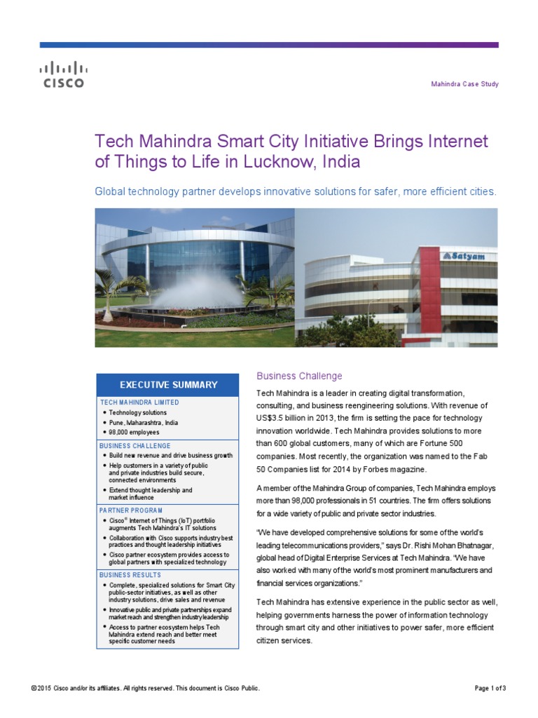 Tech Mahindra Case Study Iot Site PDF | PDF | Internet Of Things ...