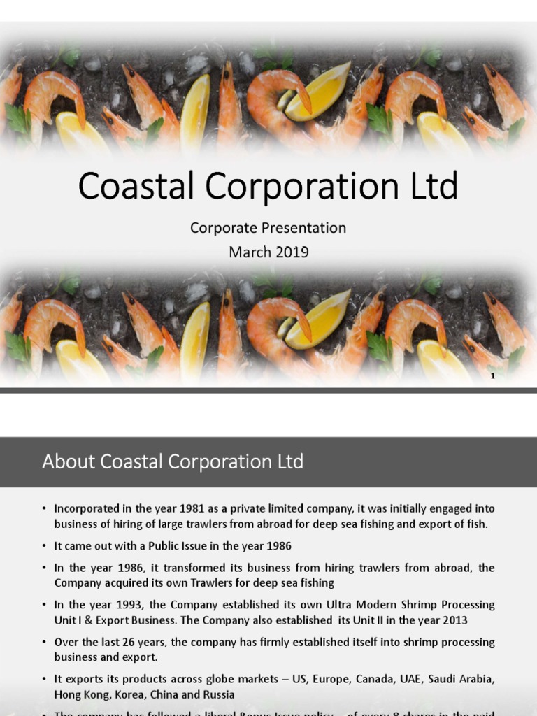 Coastal Corporation March 2019 Pdf Seafood Aquaculture