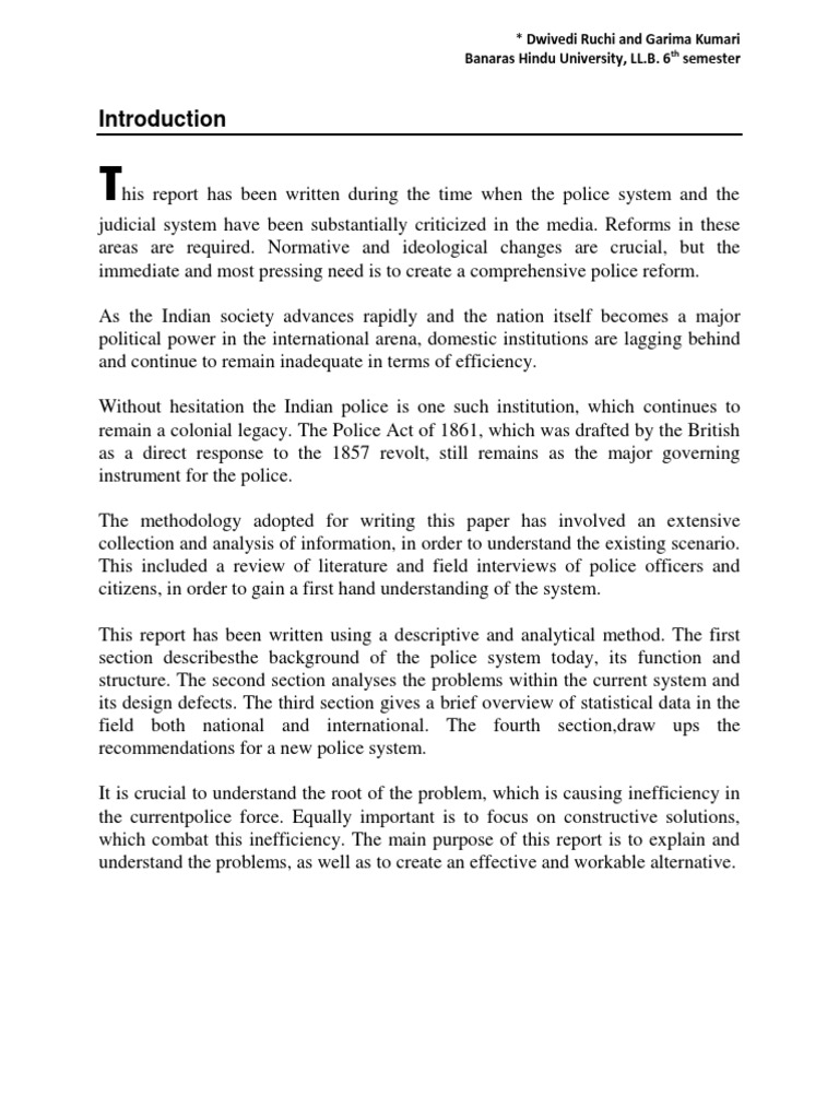 Police System In India Pdf Government Of India Police