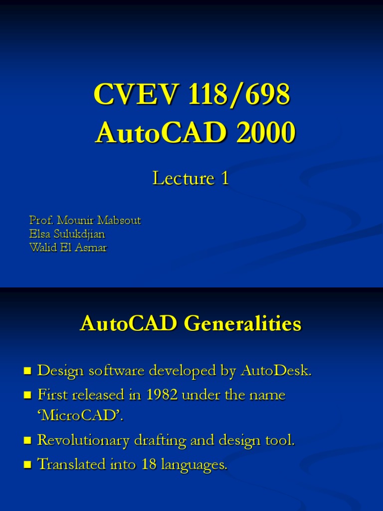 Auto CAD Introduction Lec 1 | PDF | Auto Cad | Visual Basic For Applications